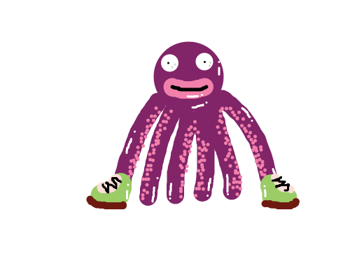 An octopus wearing shoes